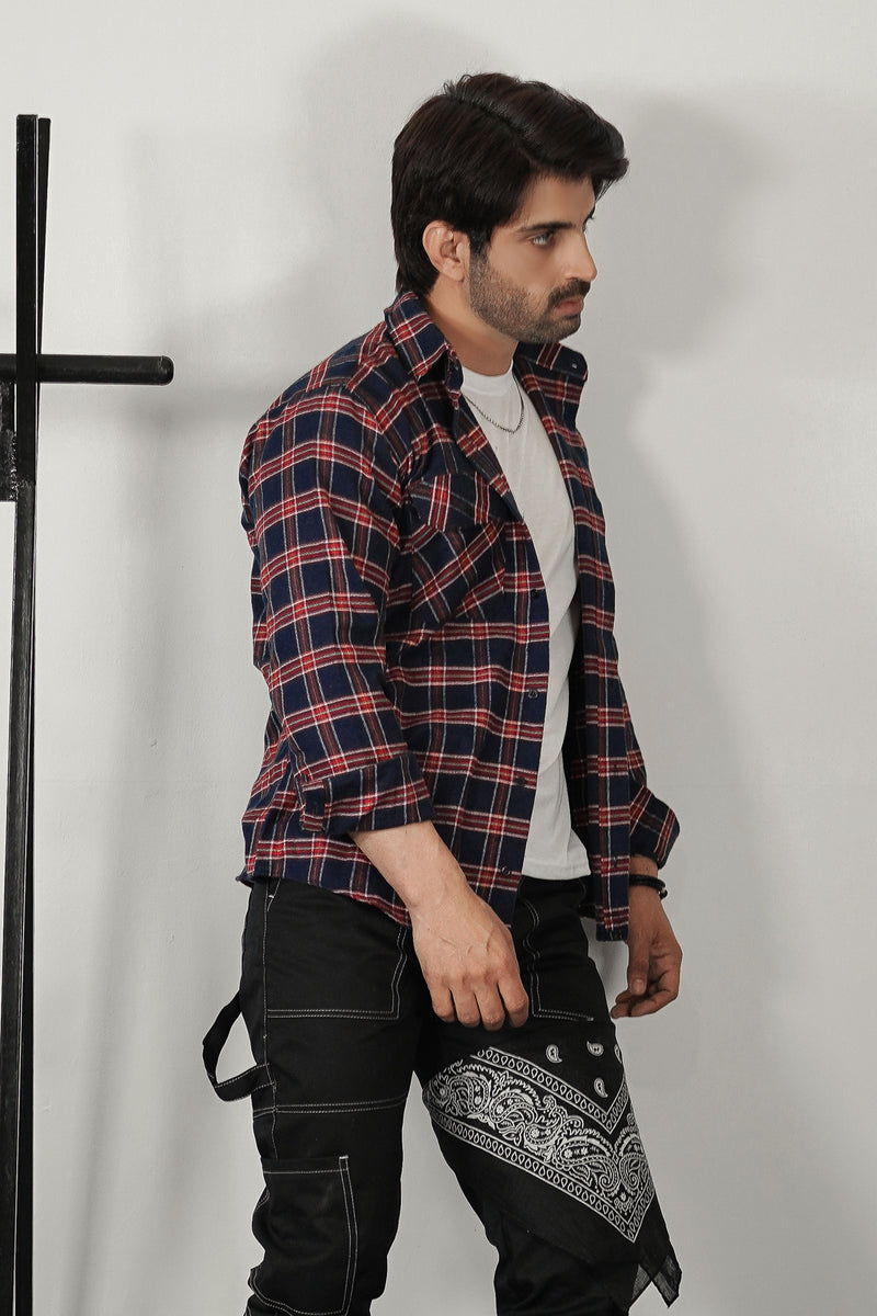 - COSMIC CUBE RED/BLUE CHECK SHIRT - – Outfit By DK